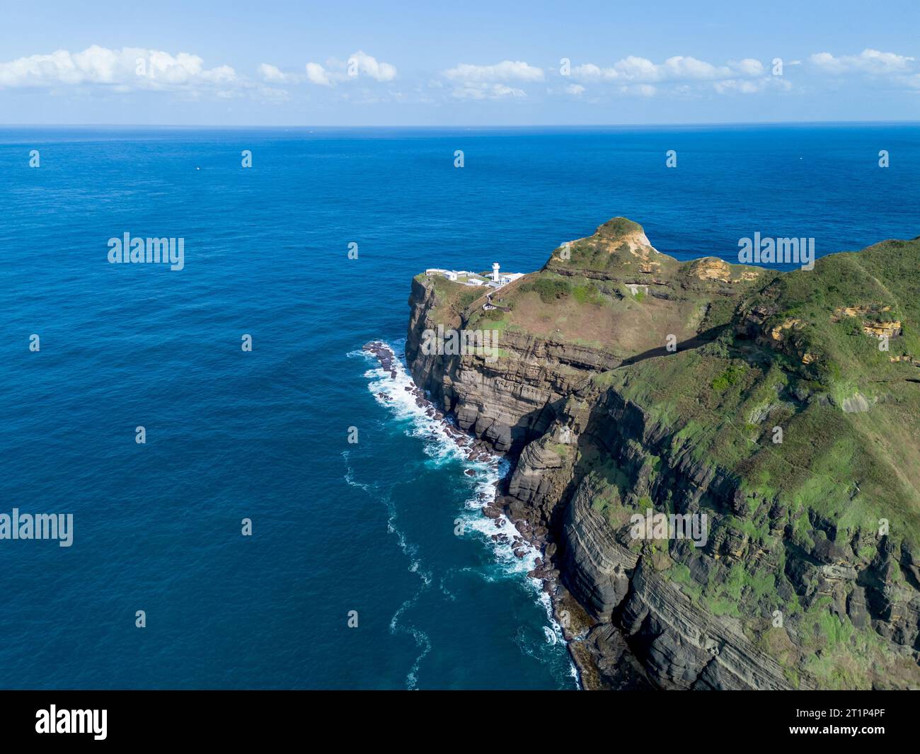 Aerial view of Bitoujiao lighthouse, a famous scenery of Taiwan ...
