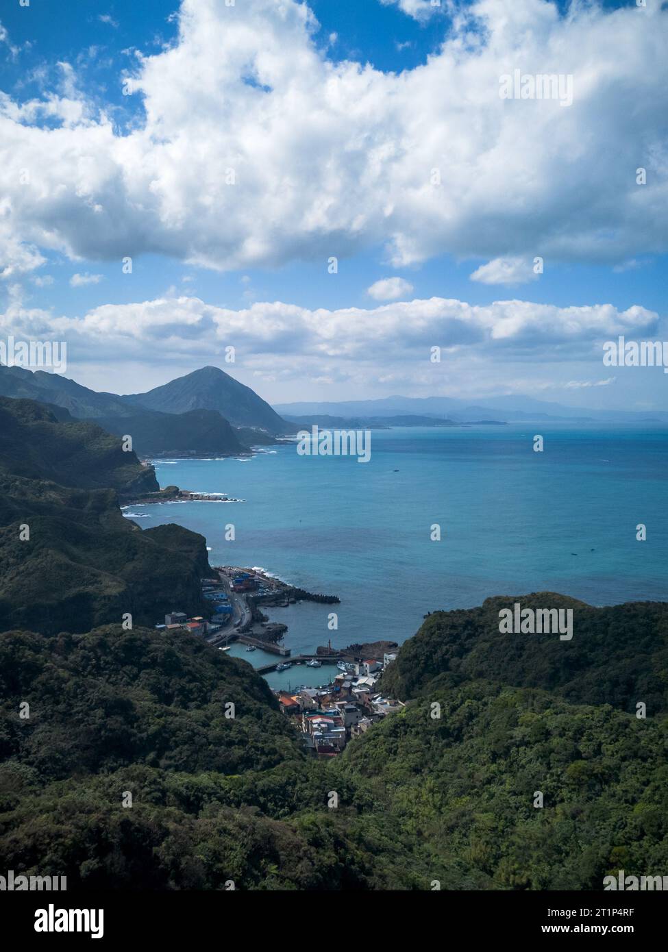 Aerial view of Bitoujiao lighthouse, a famous scenery of Taiwan ...