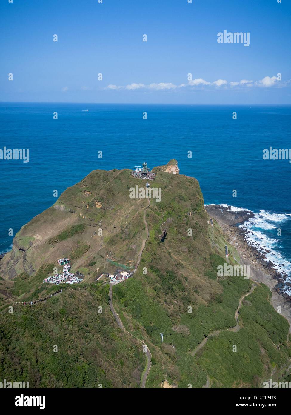 Aerial view of Bitoujiao lighthouse, a famous scenery of Taiwan ...