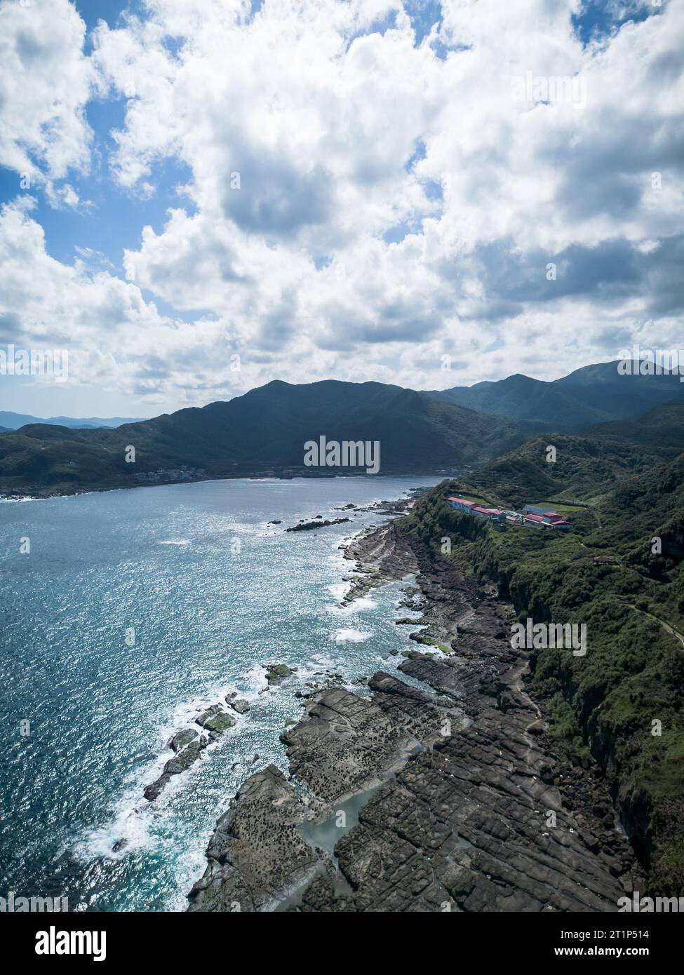 Aerial view of Bitoujiao lighthouse, a famous scenery of Taiwan ...