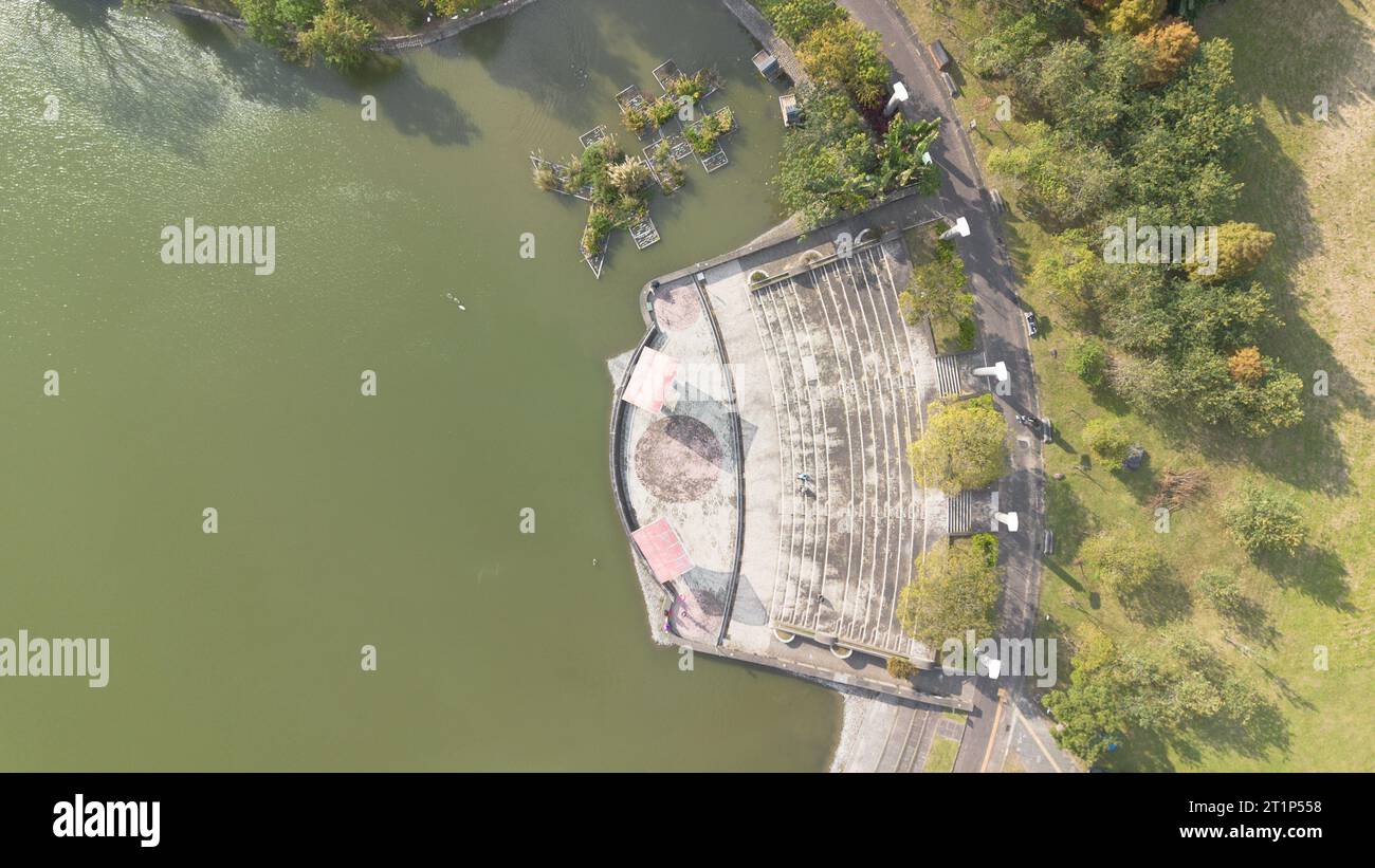 Aerial View of Mind Lake at National Taipei University in Sanxia, New ...