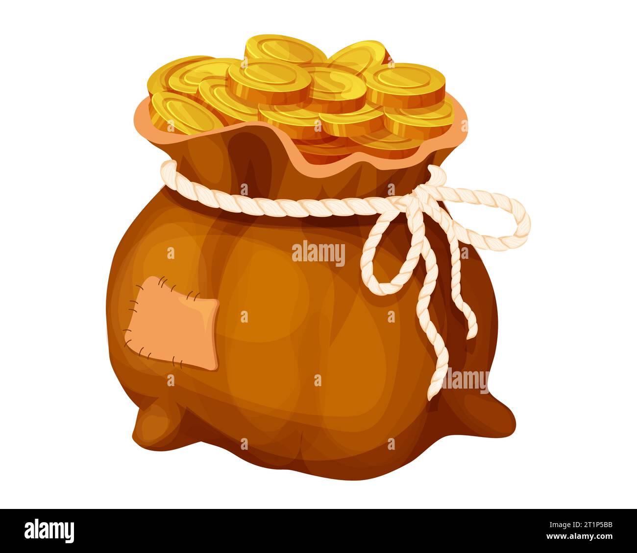 Money bag, sack with golden coins in cartoon style isolated on white ...