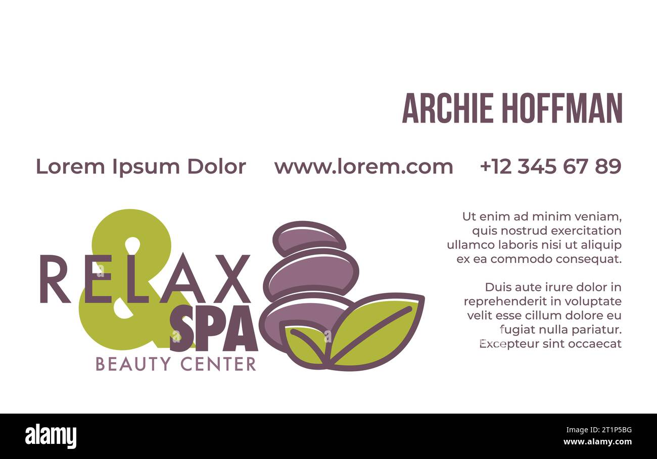Beauty spa center, wellness and care business card Stock Vector Image ...