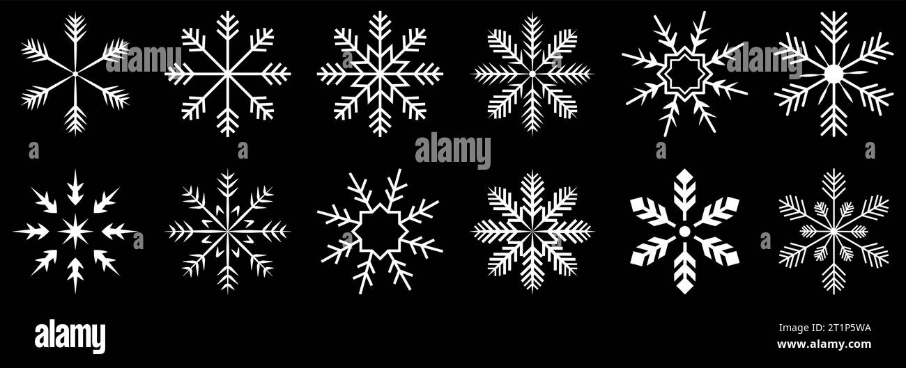 Set of white snowflake icons. Design can use for web and mobile app ...