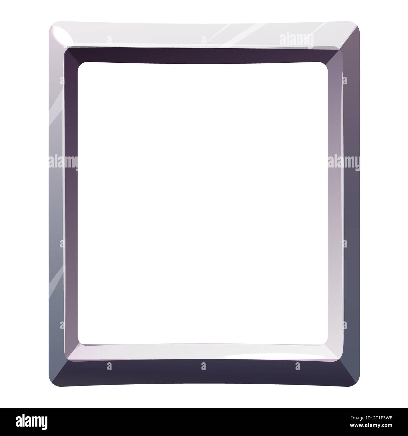 Metal steel frame, iron panel, silver game menu, border in cartoon ...