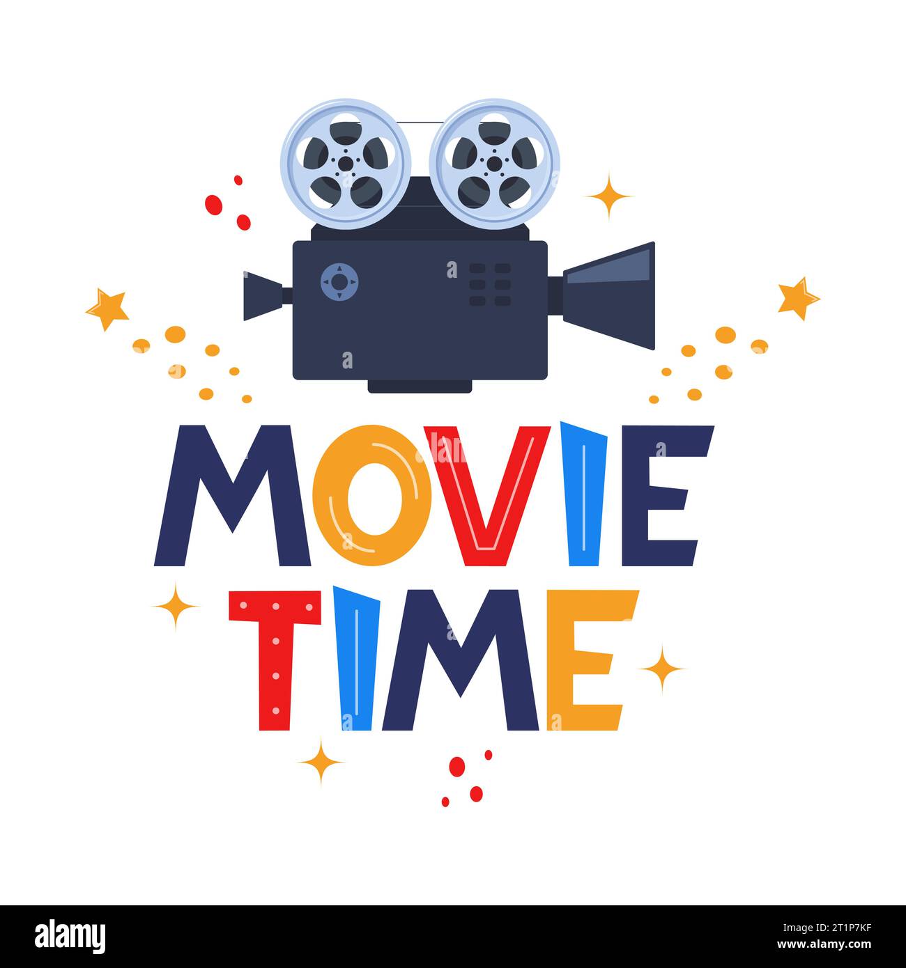 Movie time hand drawing lettering. Creative template for cinema poster ...