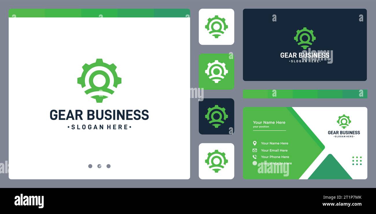 Gear logo design template with people logo design graphic vector ...