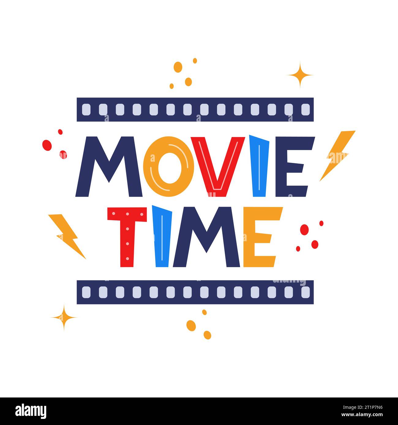 Movie time hand drawing lettering. Creative template for cinema poster ...