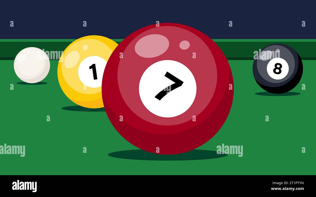 Billiard table with balls close up. Snooker or pool sport play, banner ...