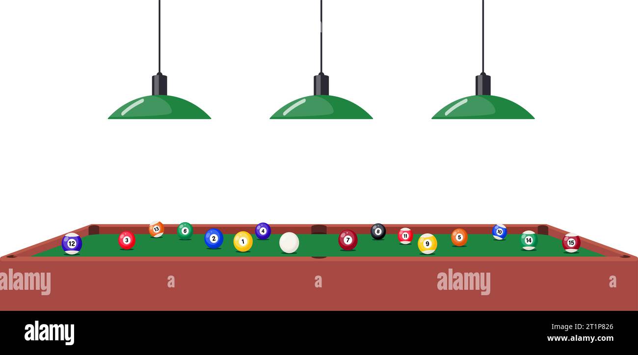Pool Billiard table and furniture set with cue multi colored balls lamp ...