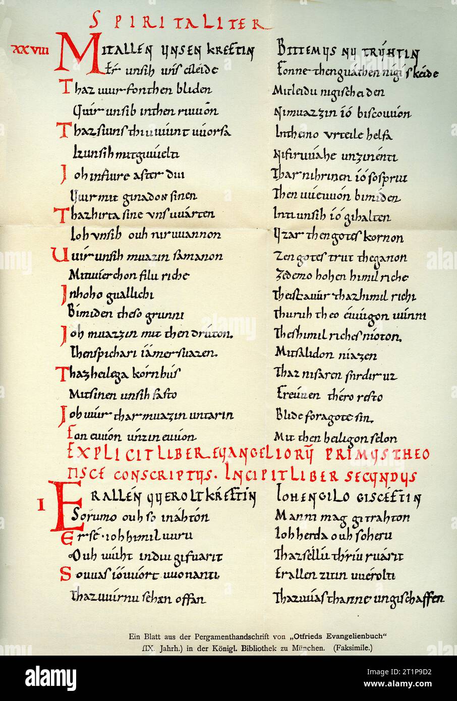 Parchment manuscript of the Evangelienbuch ( gospel harmony in rhyming ...