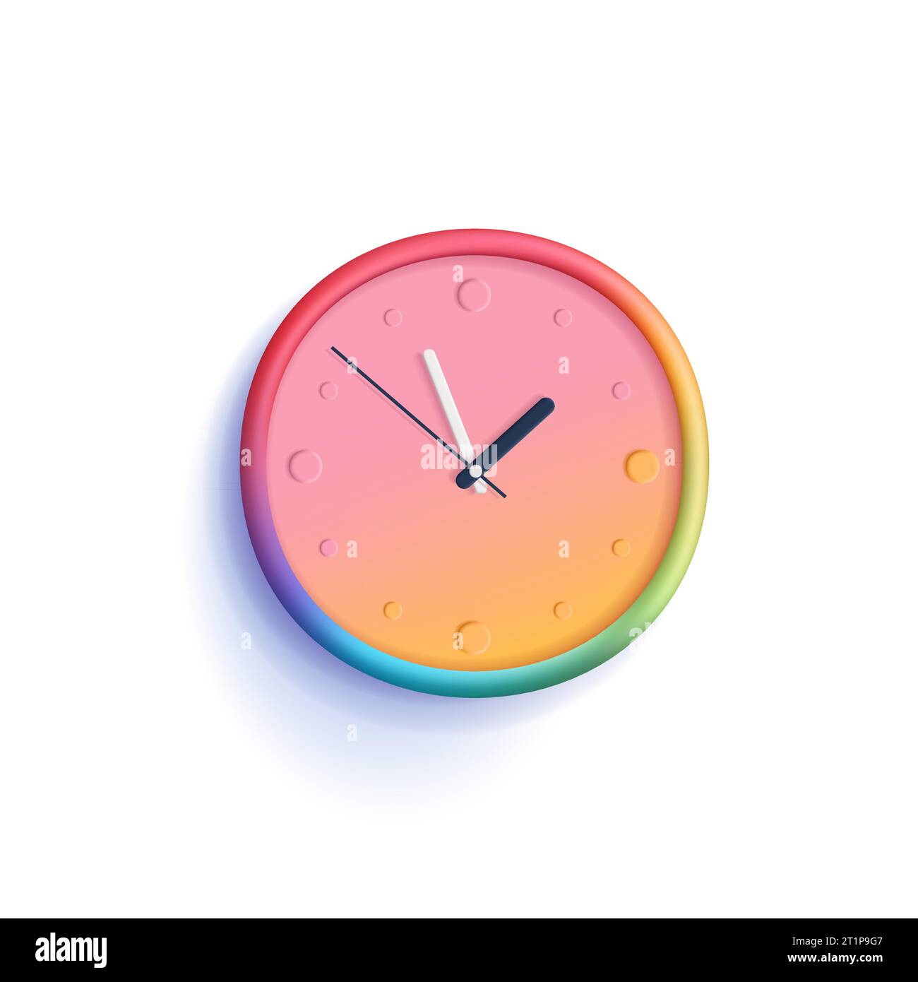 3d analog clock realistic illustration with numbers and arrows pointing ...