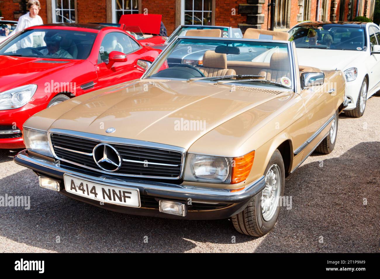 vintage gold Mercedes Benz 380SL cabriolet at classic car show ...