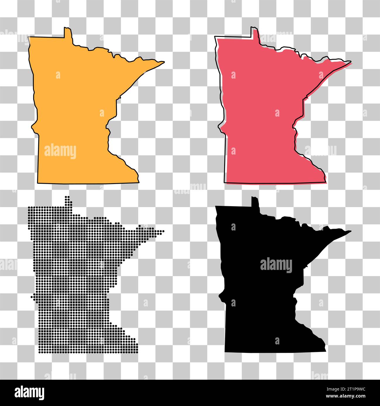 Set of Minnesota map, united states of america. Flat concept symbol ...