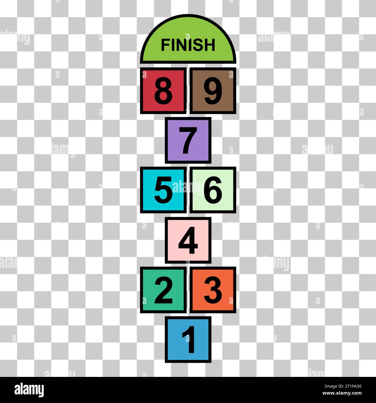 Hopscotch outdoor icon, fun play jump active game kid, street vector ...