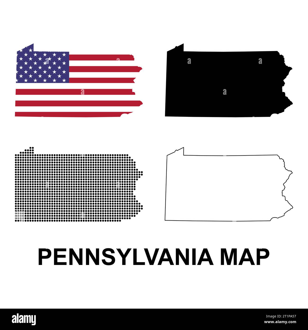 Set of Pennsylvania map, united states of america. Flat concept symbol ...