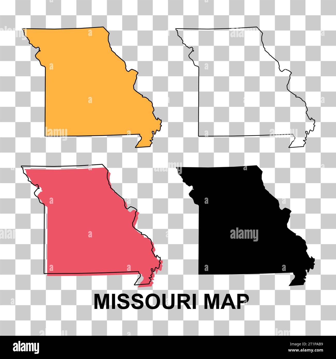 Set of Missouri map, united states of america. Flat concept icon vector ...