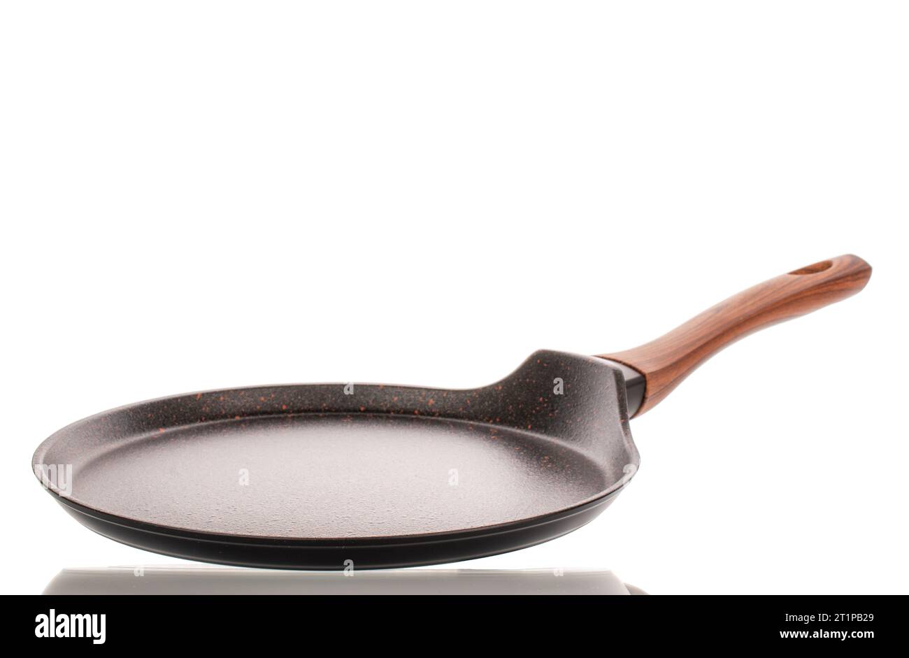One metal pancake pan, macro, isolated on white background Stock Photo ...
