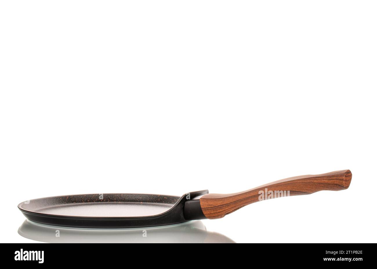 One metal pancake pan, macro, isolated on white background Stock Photo ...