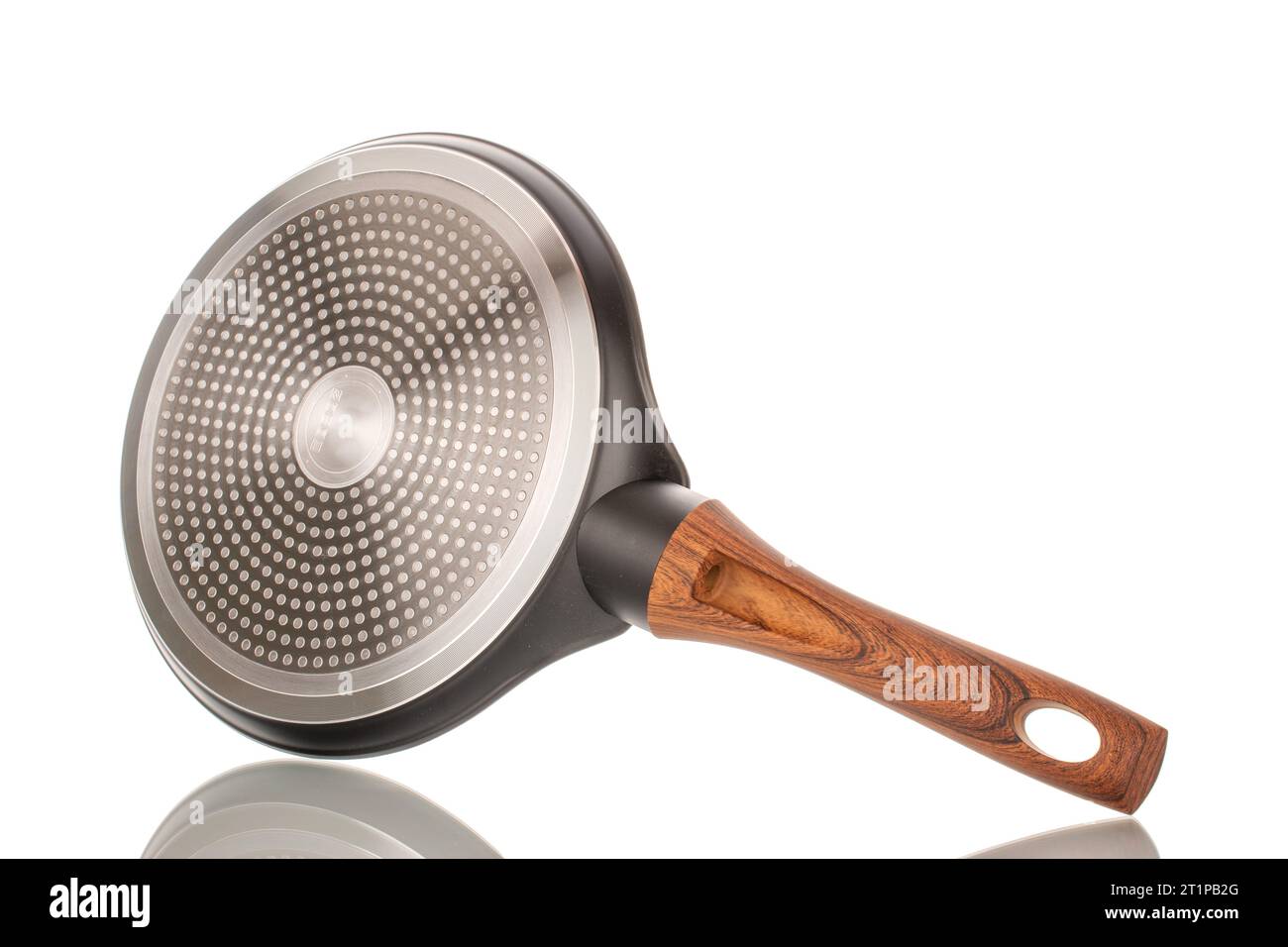 One metal pancake pan, macro, isolated on white background Stock Photo ...