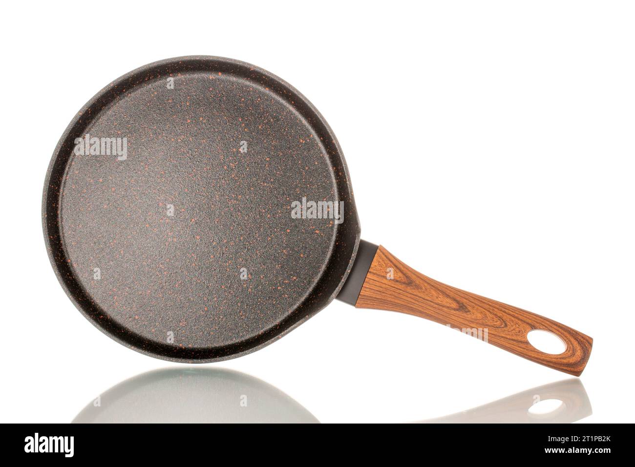 One metal pancake pan, macro, isolated on white background Stock Photo ...