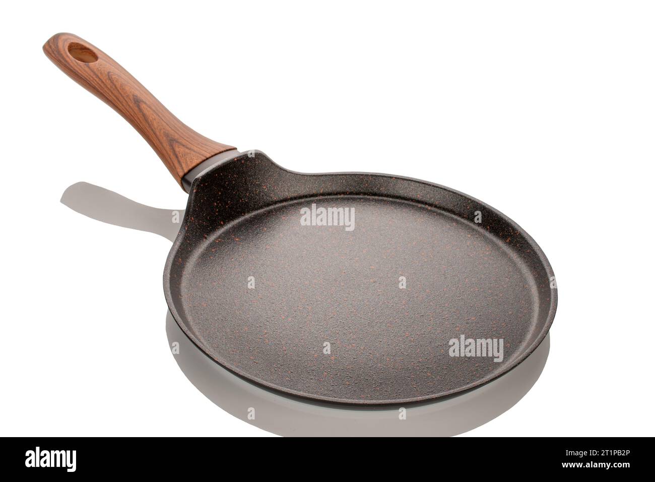 One metal pancake pan, macro, isolated on white background Stock Photo ...