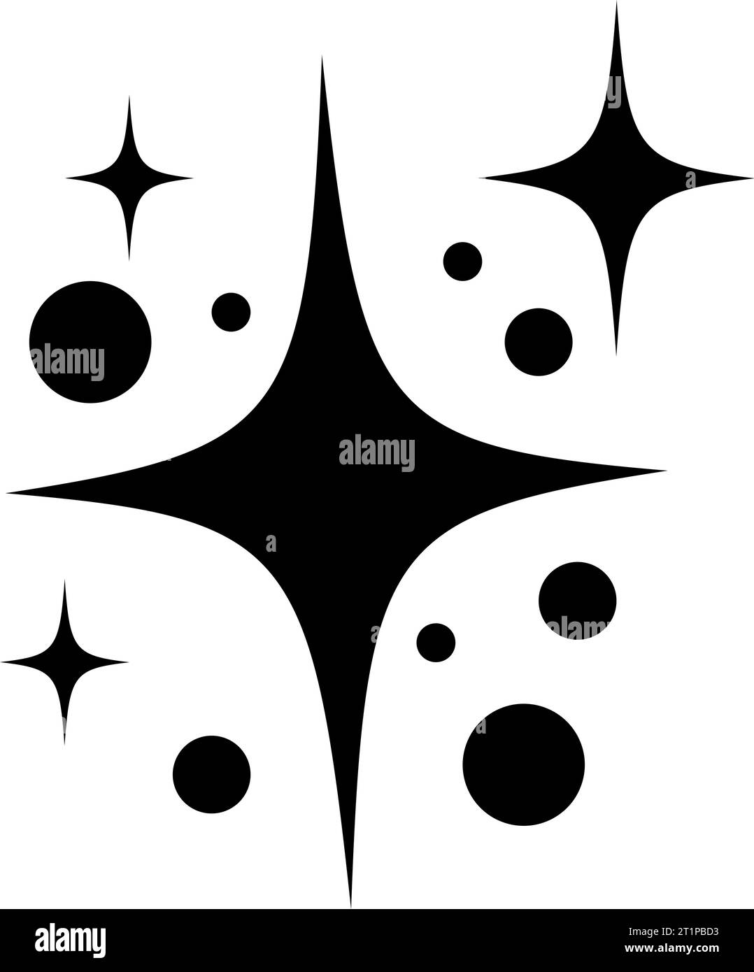 Black decorative sparkles, sparkling stars, shiny flashes of fireworks ...