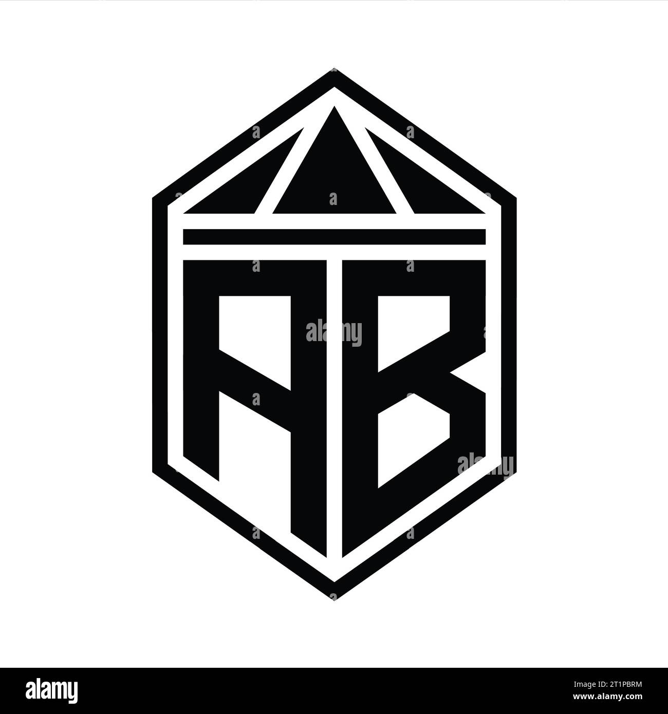 AB Letter Logo monogram simple hexagon shield shape with triangle crown isolated style design ...