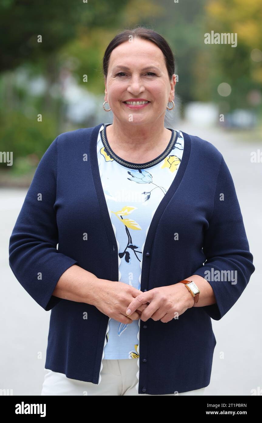 Munich, Germany. 14th Oct, 2023. Ursula Maria Burkhart stands at a ...