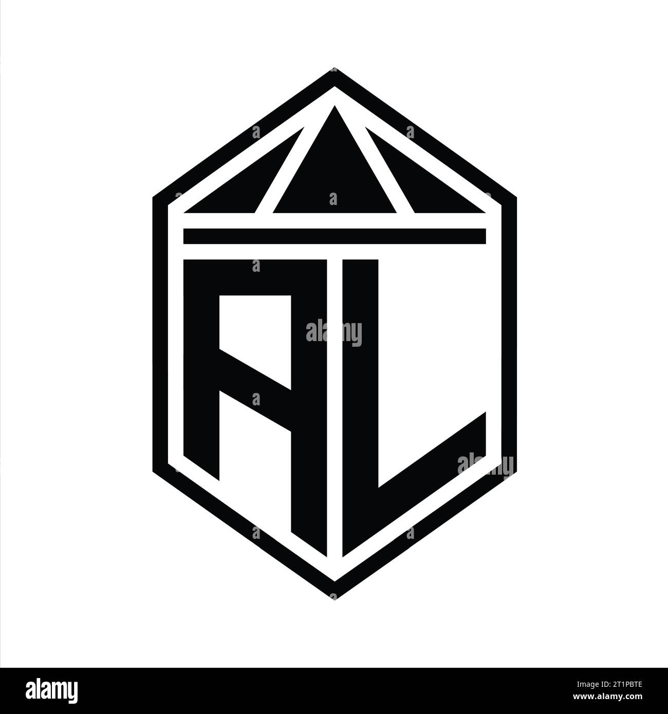 AL Letter Logo monogram simple hexagon shield shape with triangle crown isolated style design ...