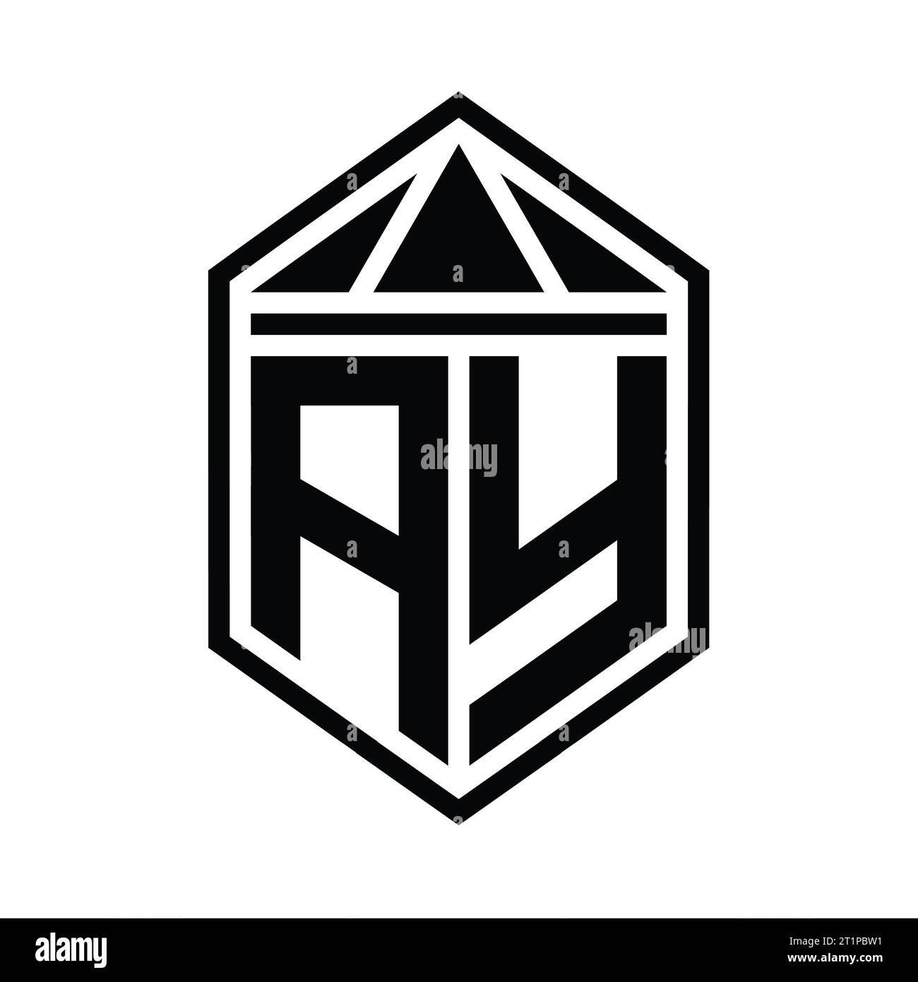 AY Letter Logo monogram simple hexagon shield shape with triangle crown isolated style design ...