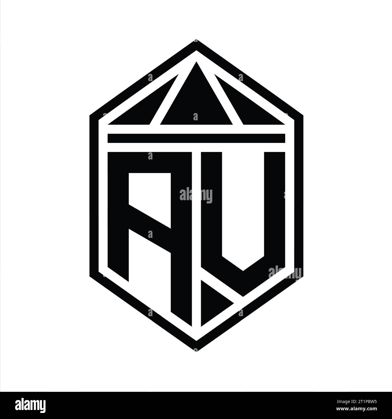 Av Letter Logo Monogram Simple Hexagon Shield Shape With Triangle Crown Isolated Style Design