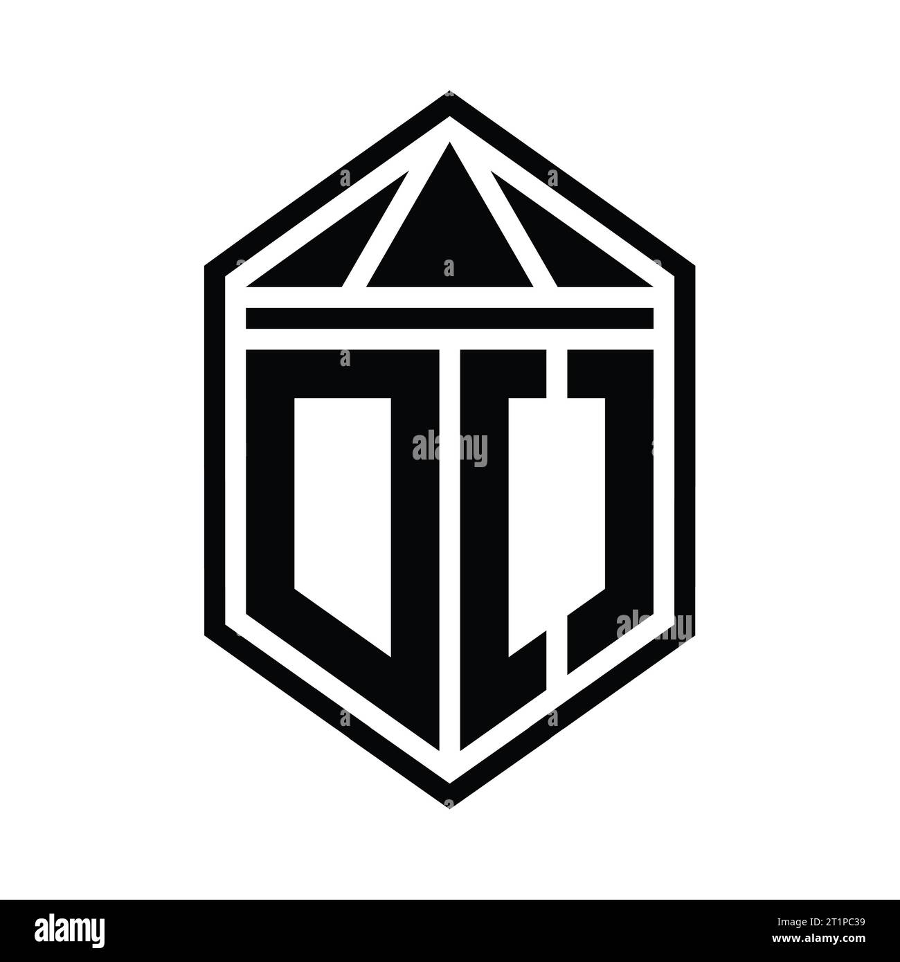 DO Letter Logo monogram simple hexagon shield shape with triangle crown isolated style design ...