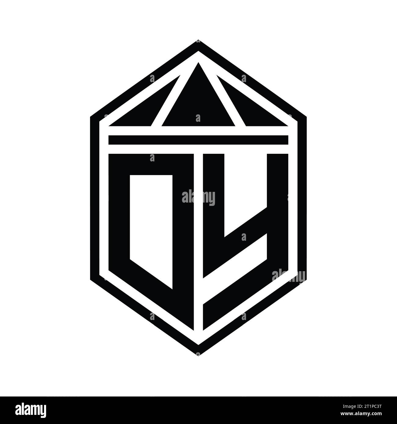 DY Letter Logo monogram simple hexagon shield shape with triangle crown isolated style design ...