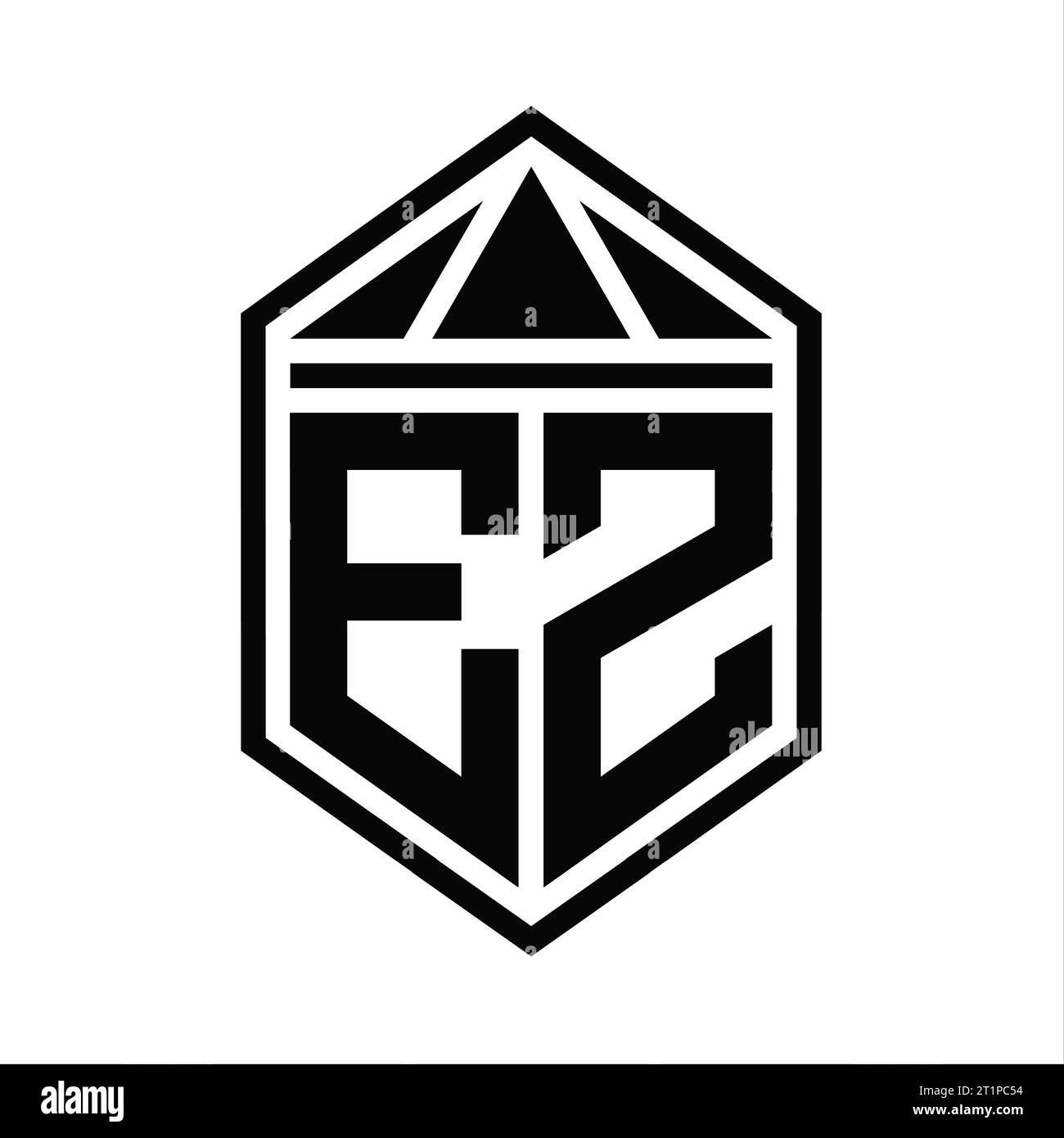 EZ Letter Logo monogram simple hexagon shield shape with triangle crown isolated style design ...