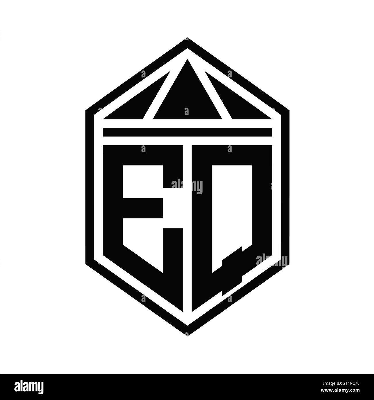 EQ Letter Logo monogram simple hexagon shield shape with triangle crown isolated style design ...