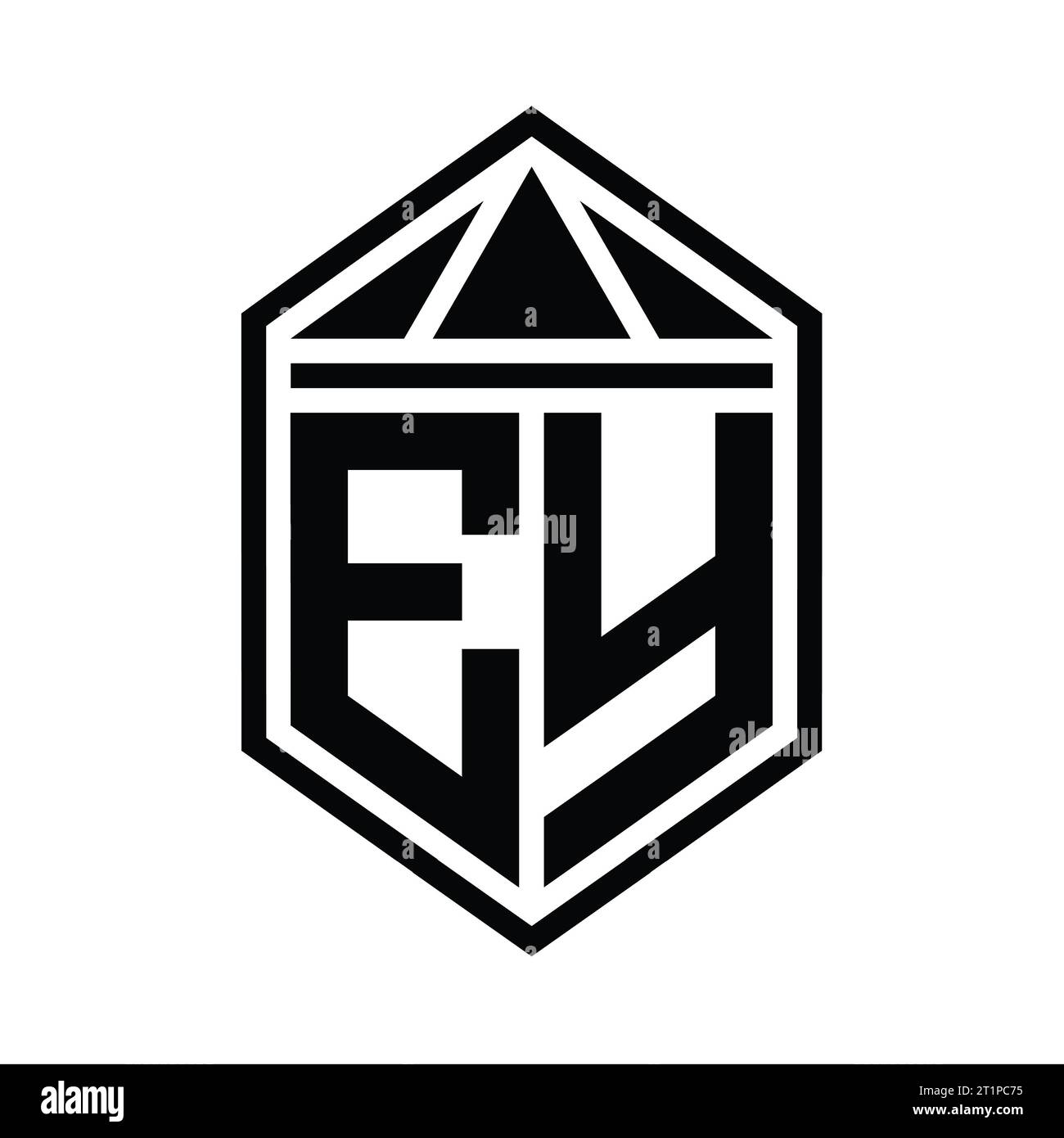 EY Letter Logo monogram simple hexagon shield shape with triangle crown ...