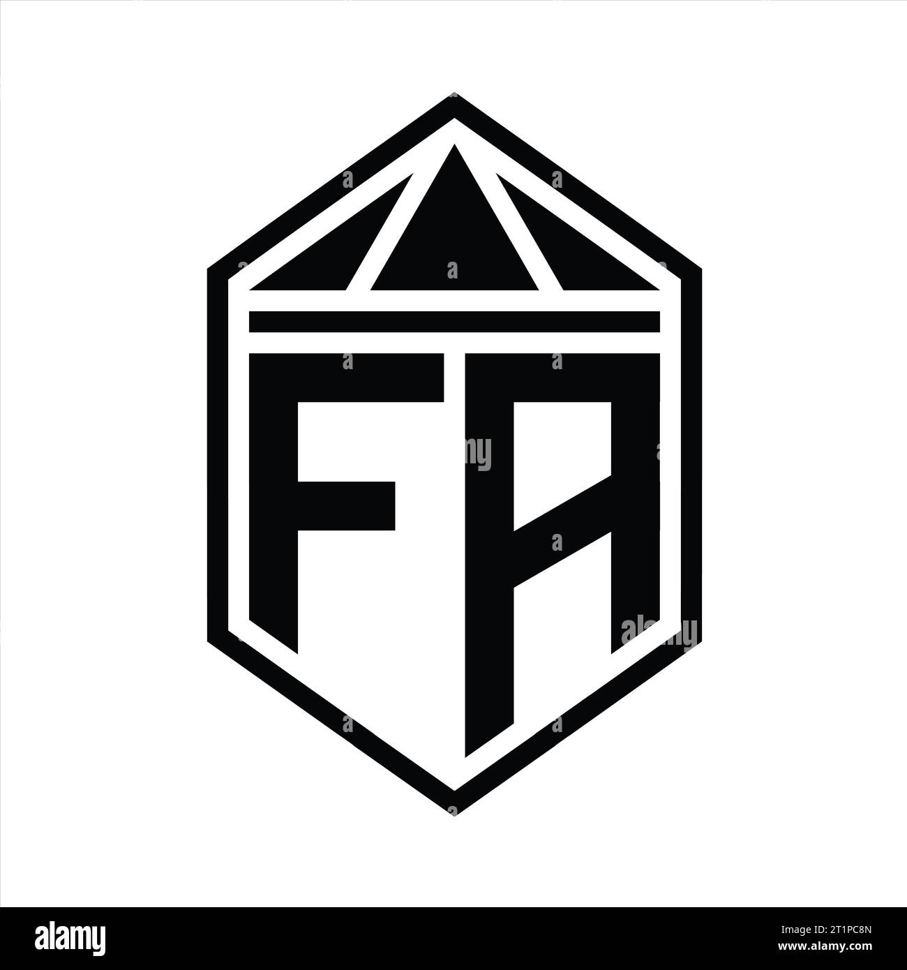 FA Letter Logo monogram simple hexagon shield shape with triangle crown isolated style design ...