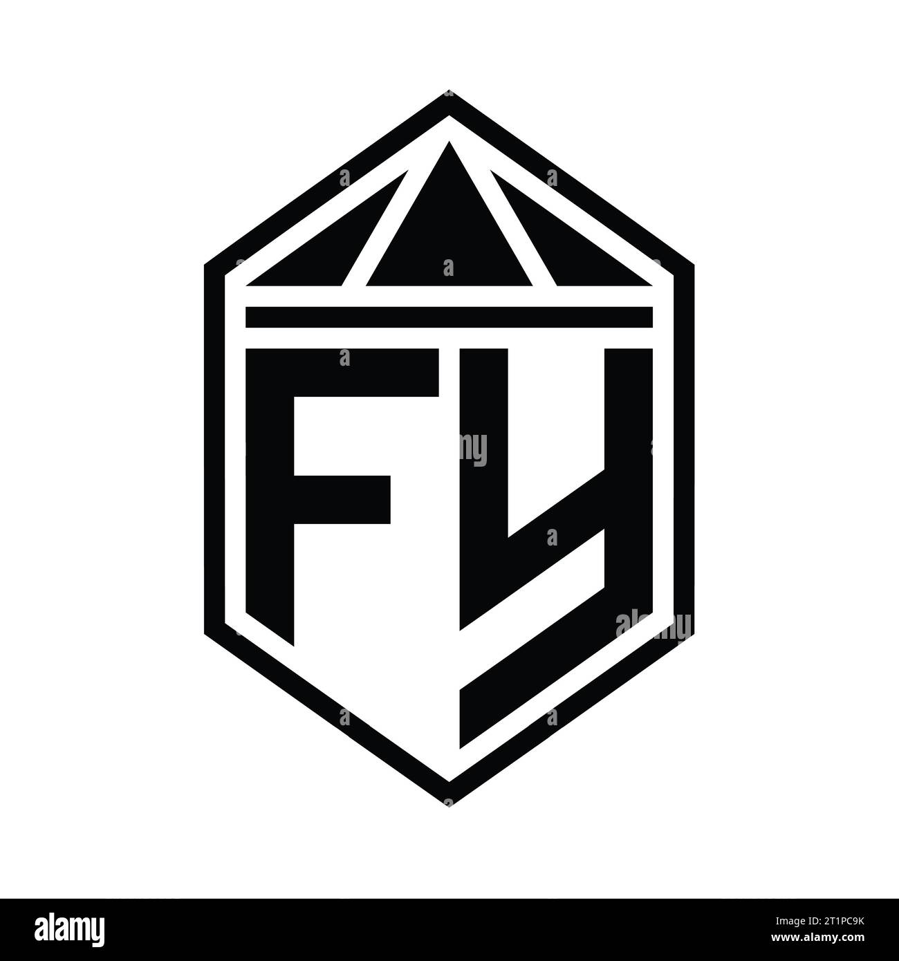 FY Letter Logo monogram simple hexagon shield shape with triangle crown ...