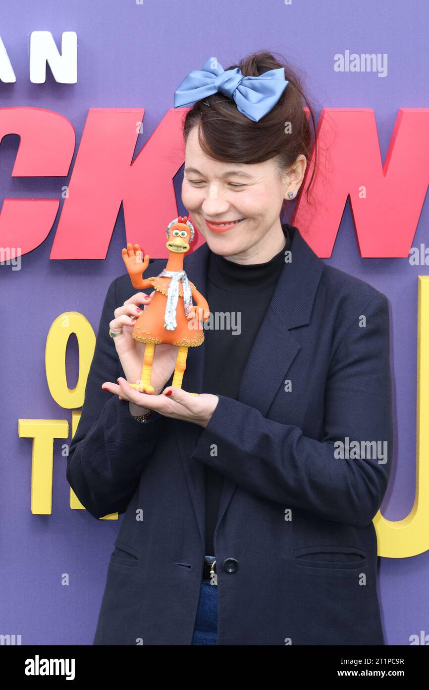 Kristy Matheson and Chicken character Ginger, Chicken Run: Dawn of the ...