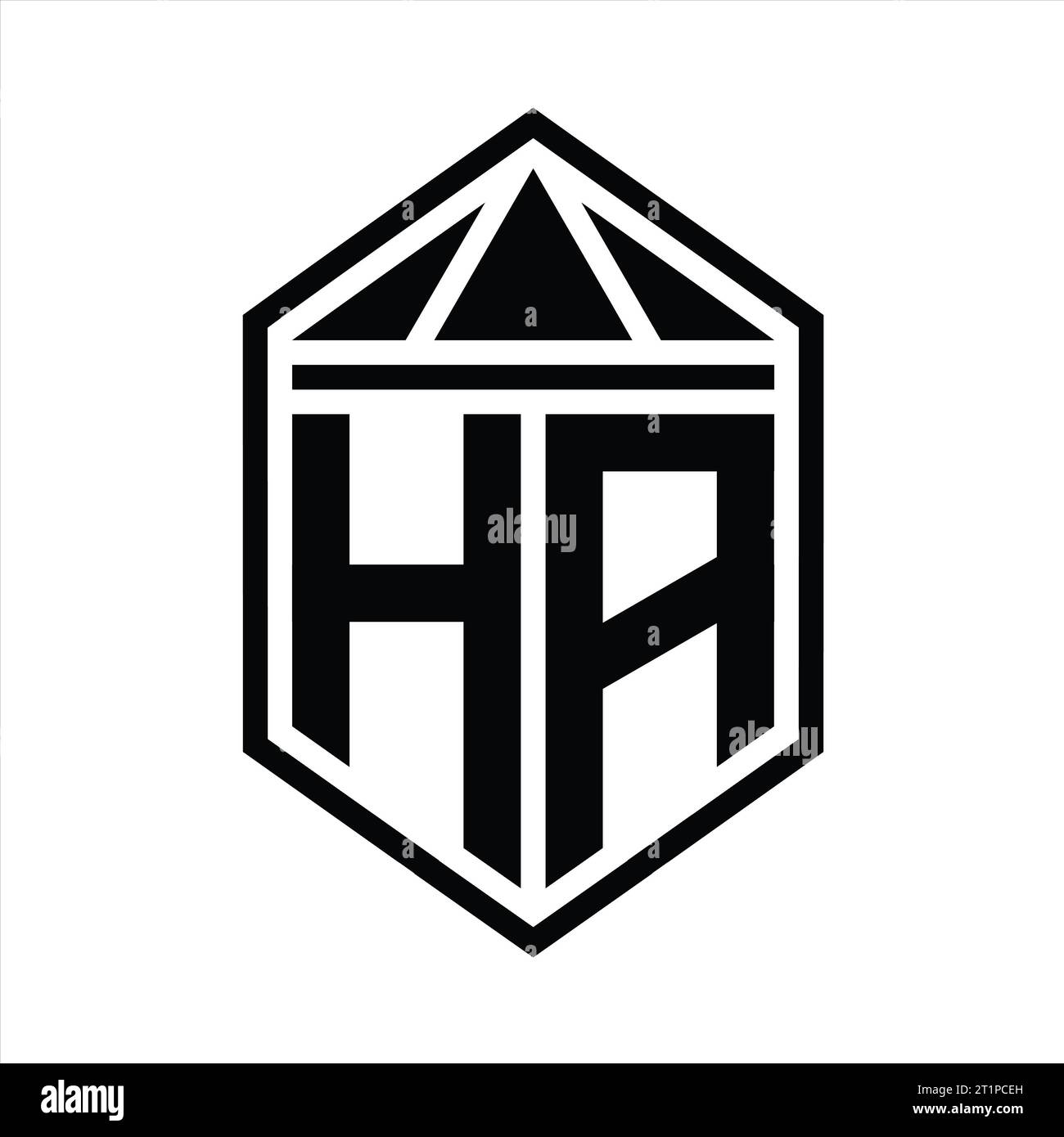 HA etter Logo monogram simple hexagon shield shape with triangle crown ...