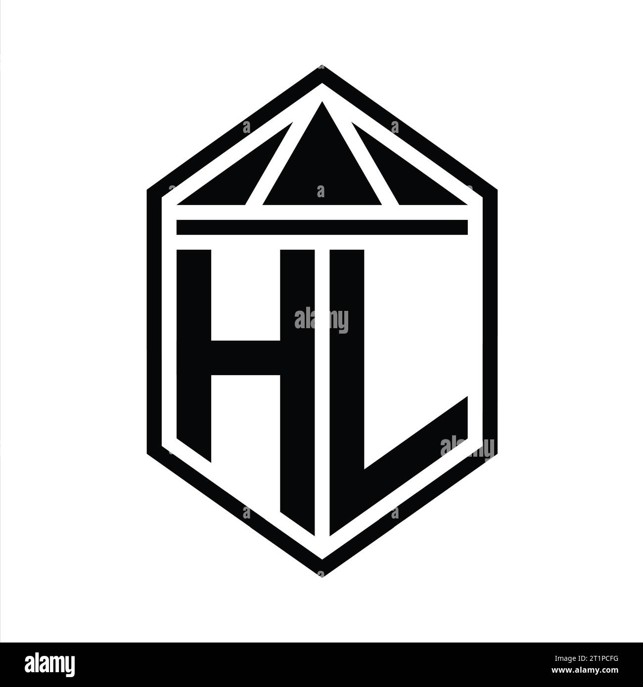 HL Letter Logo monogram simple hexagon shield shape with triangle crown isolated style design ...