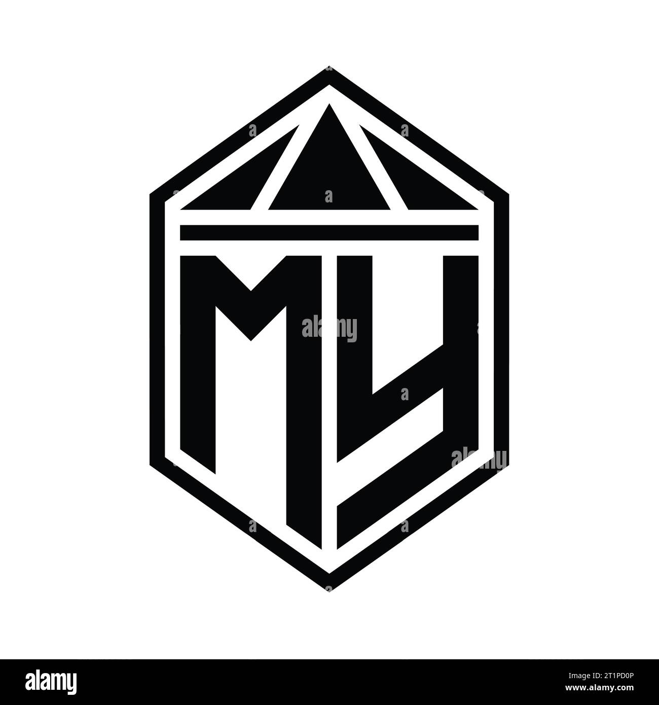 MY Letter Logo monogram simple hexagon shield shape with triangle crown isolated style design ...