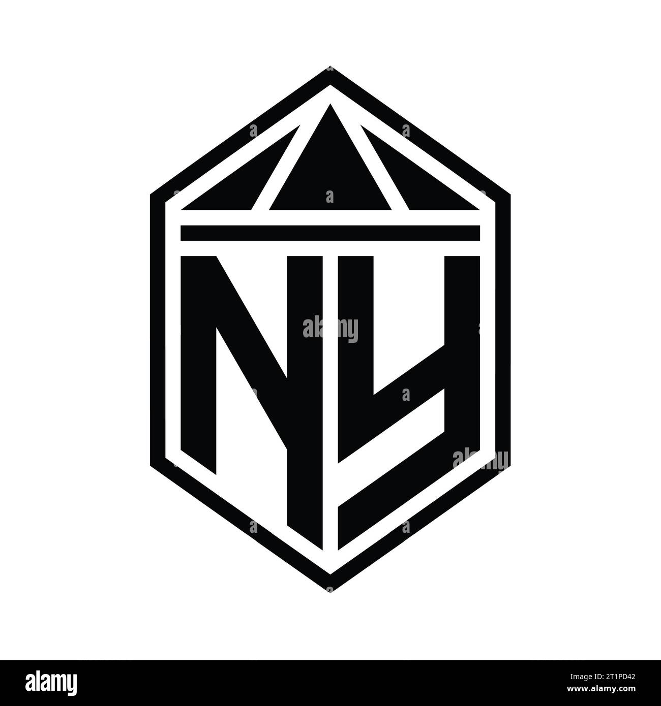 NY Letter Logo monogram simple hexagon shield shape with triangle crown ...