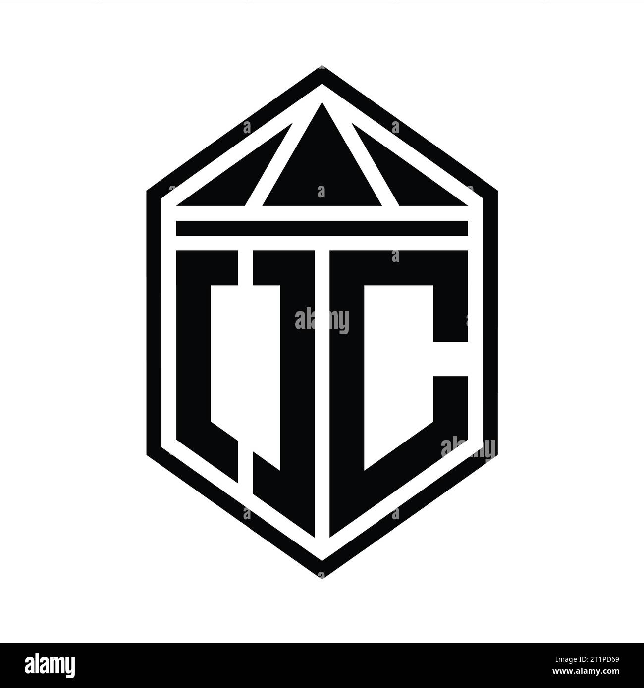 OC Letter Logo monogram simple hexagon shield shape with triangle crown isolated style design ...