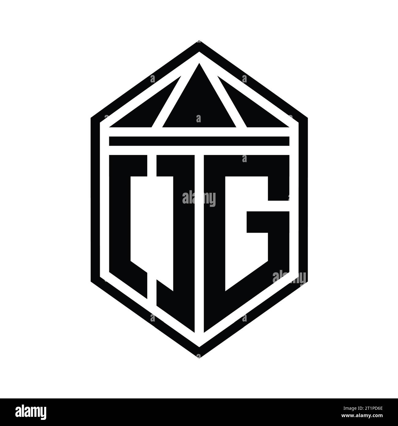 OG Letter Logo monogram simple hexagon shield shape with triangle crown isolated style design ...