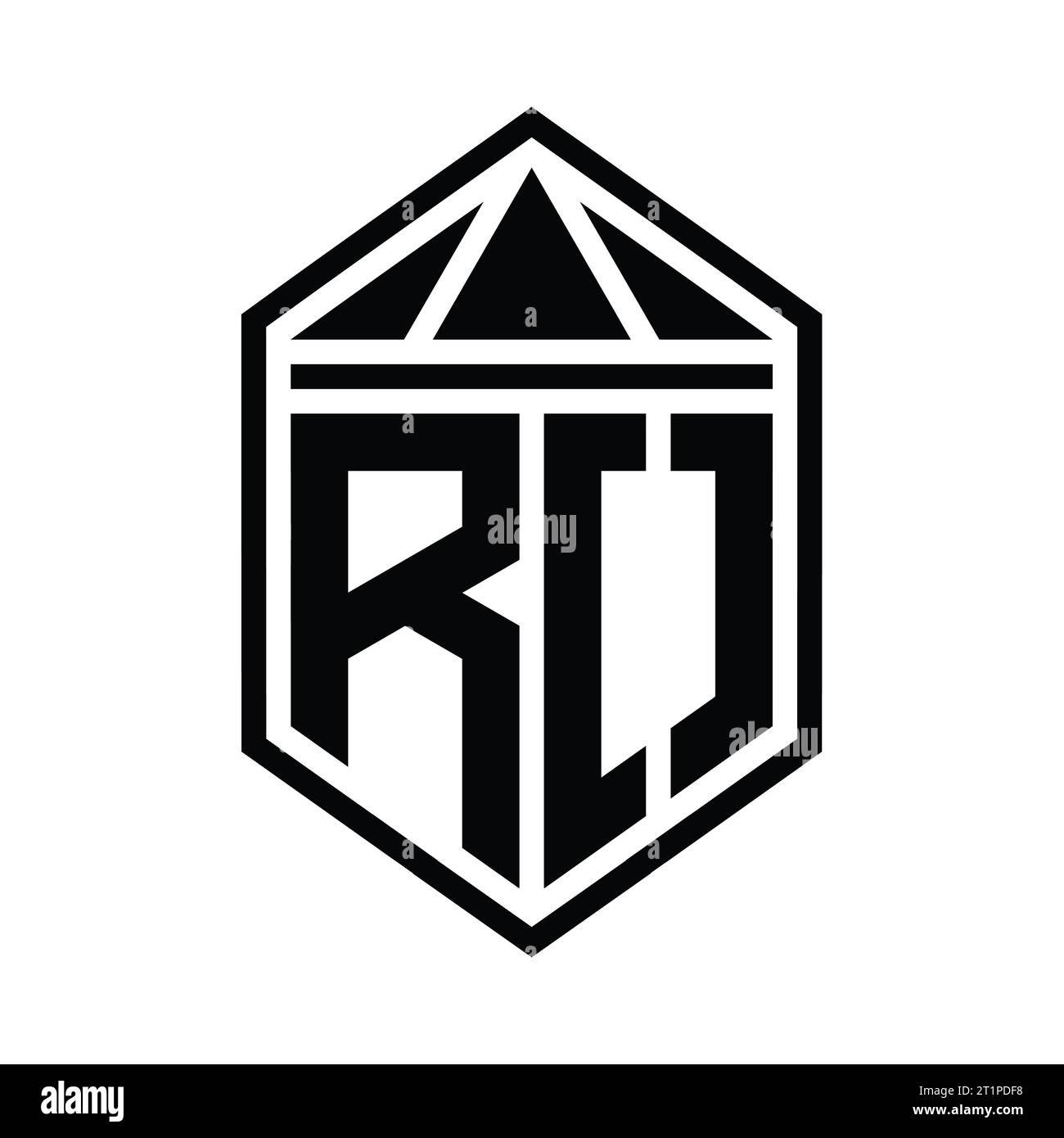 RO Letter Logo monogram simple hexagon shield shape with triangle crown ...