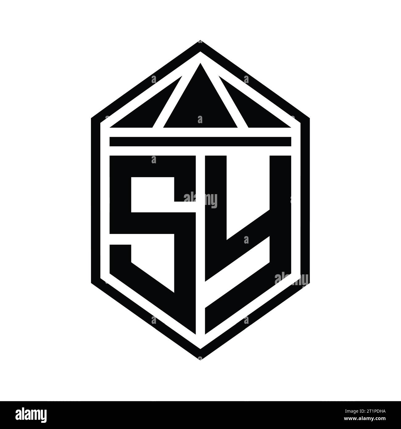 SY Letter Logo monogram simple hexagon shield shape with triangle crown isolated style design ...