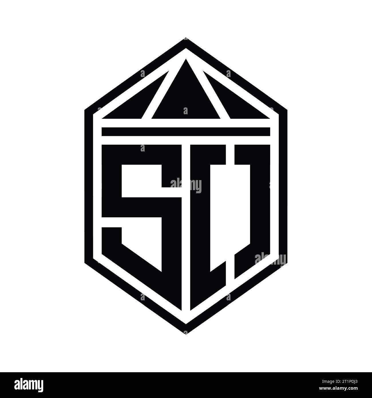 SO Letter Logo monogram simple hexagon shield shape with triangle crown isolated style design ...