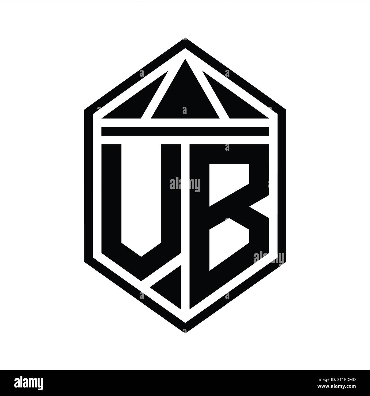VB Letter Logo monogram simple hexagon shield shape with triangle crown ...